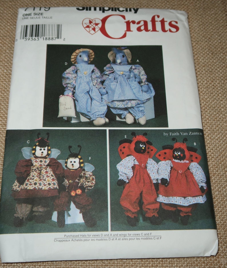 Uncut Simplicity 7119 Bluebird Ladybug Bee and Clothing - Etsy