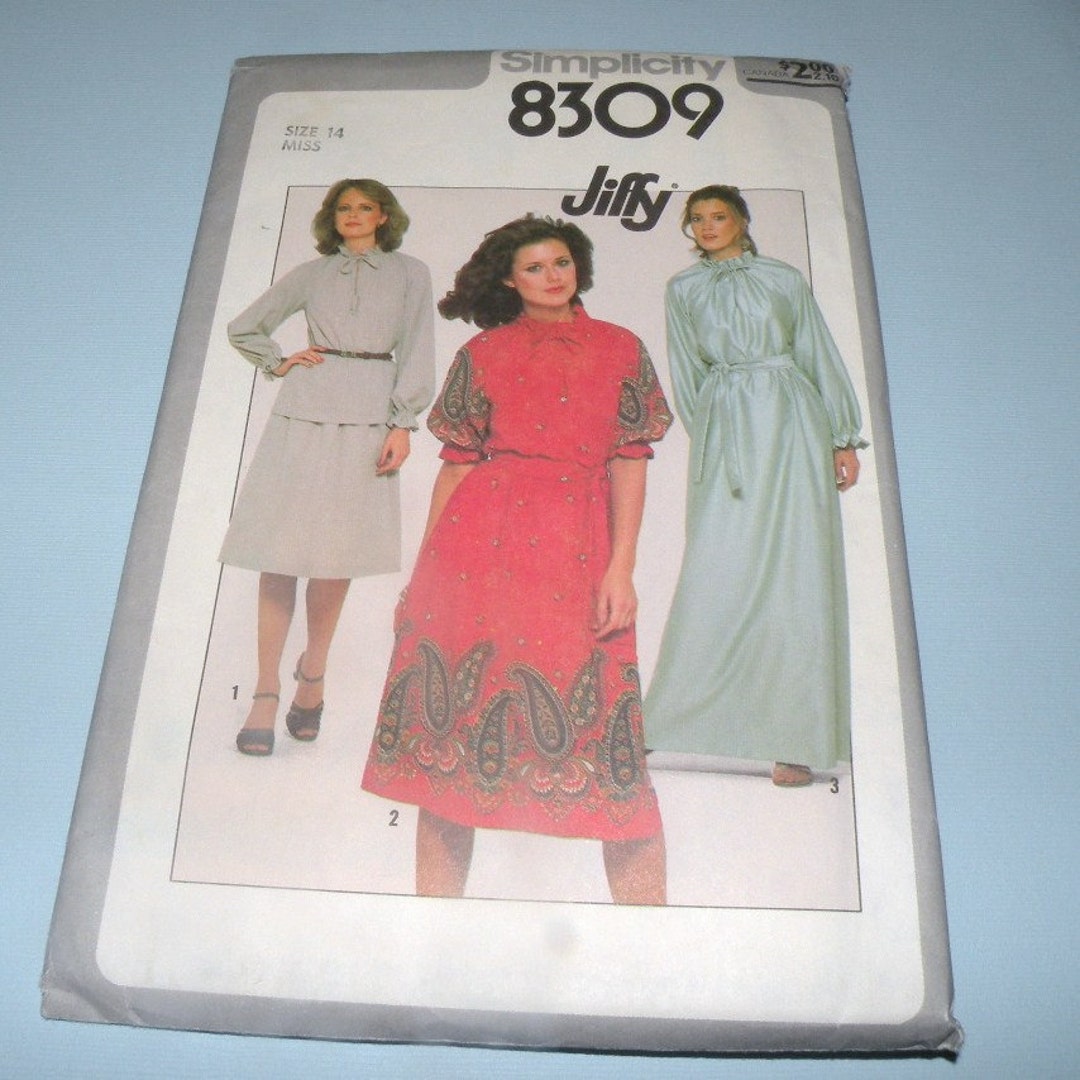 1977 Simplicity 8309 Blouse and Skirt in Two Lenghts Size 14 - Etsy