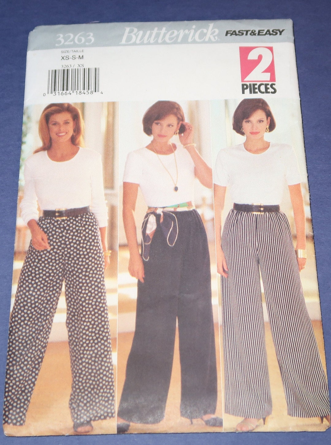 Uncut XS-S-M Butterick 3263 Fast and Easy 2 Piece Pants Pattern - Etsy