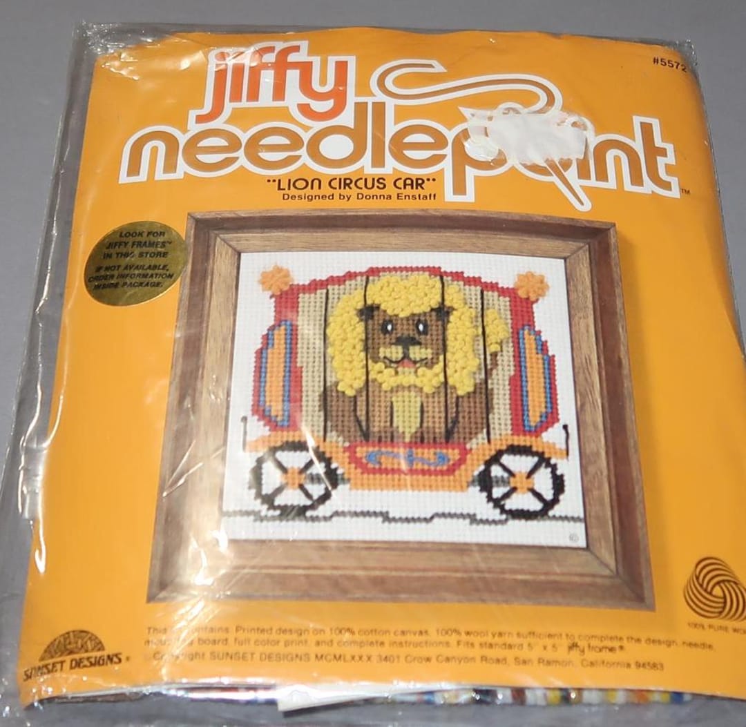 Jiffy Needlepoint "lion Circus Car" Unopened Kit - Etsy