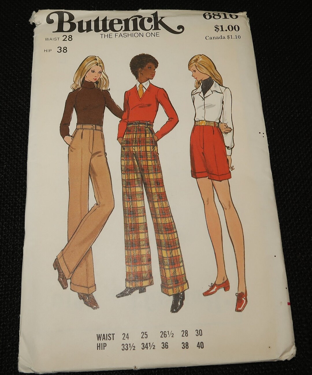 Uncut Waist 28, Hip 38 Butterick 6816 Misses Pants and Shorts Pattern ...