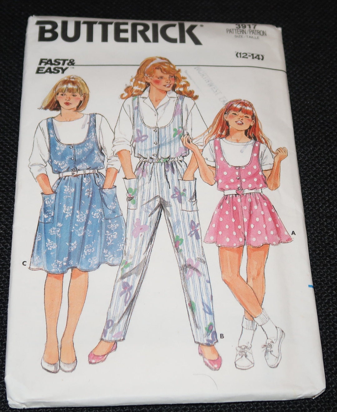 Uncut Girls 12-14 Fast and Easy Butterick 3917 Jumper and Jumpsuit ...
