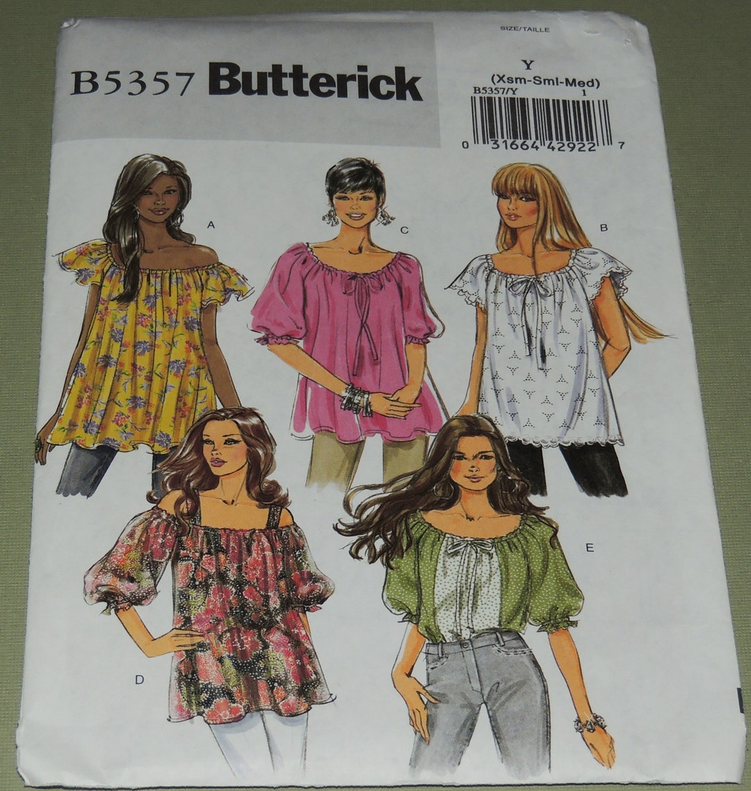 Uncut XS-M Butterick 5357 Blouse Pattern - Etsy