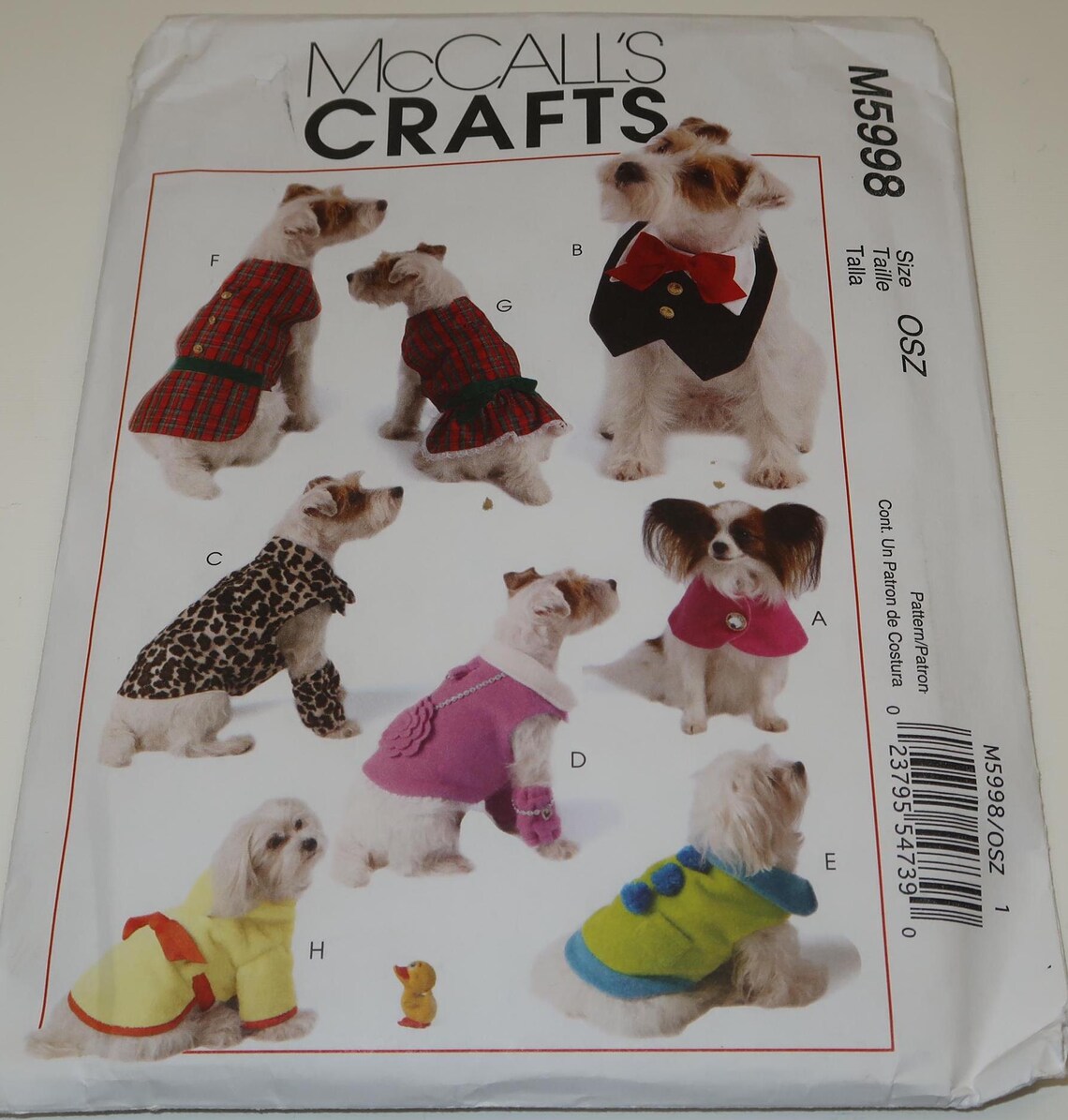 Uncut Mccalls Crafts 5998 Size S-XL Pet Clothing Pattern - Etsy