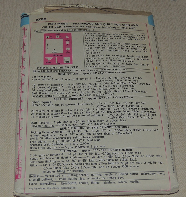 Uncut Holly Hobie Quilt Pattern, Simplicity 6702 - Etsy