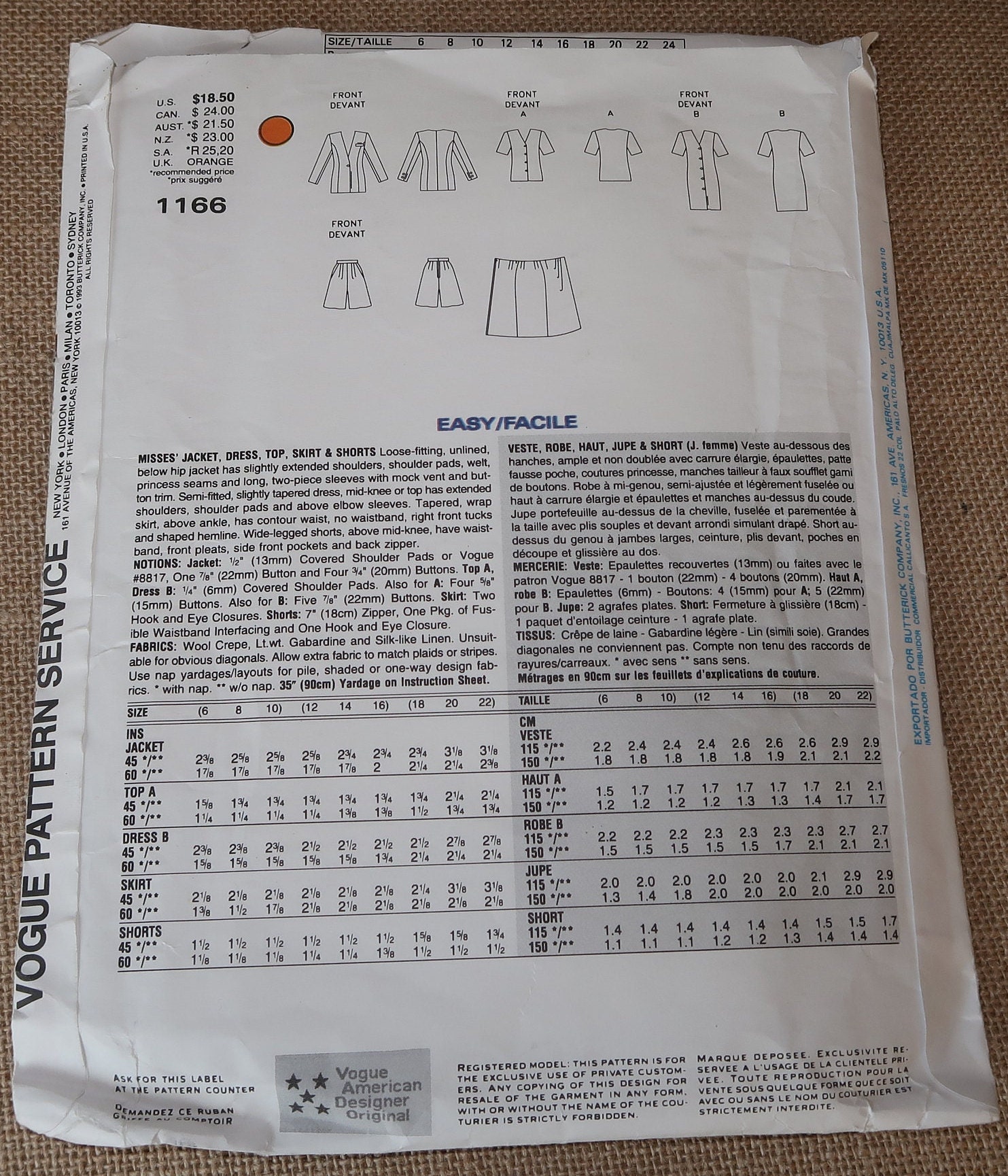 Uncut 6-8-10 Vogue 1166 Tamotsu Career Wardrobe Pattern - Etsy