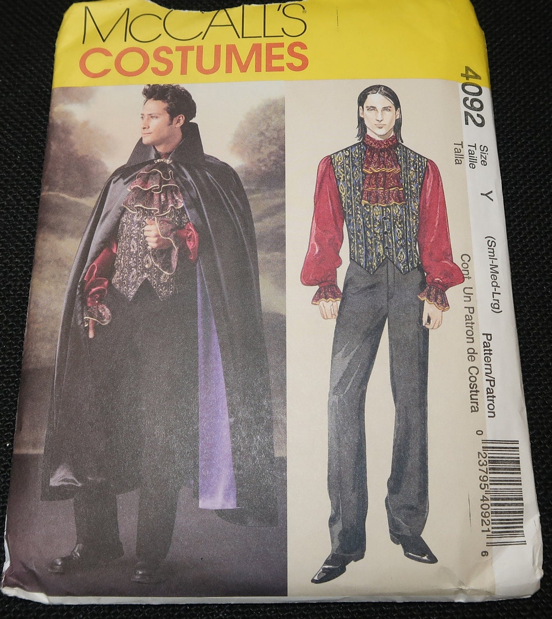 Uncut S-M-L Vampire Costume Pattern Mccalls 4092 - Etsy