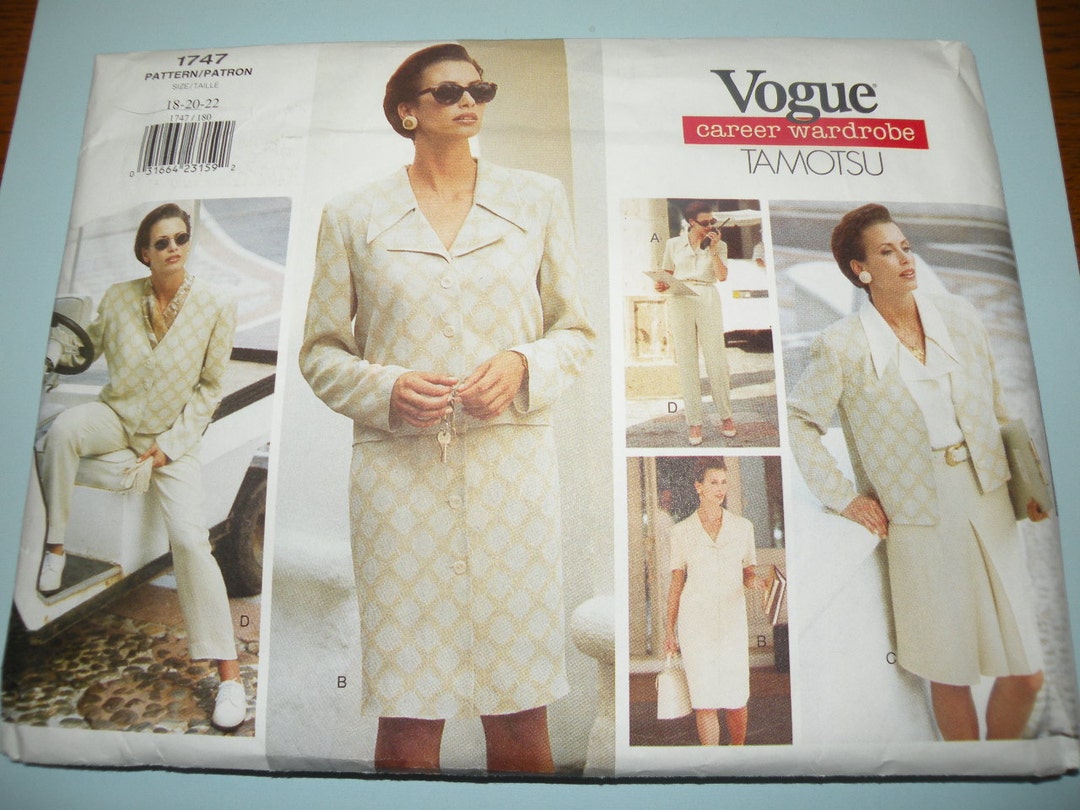Uncut 18-20-22 VOGUE 1747 Career Wardrobe Tamotsu Pattern - Etsy