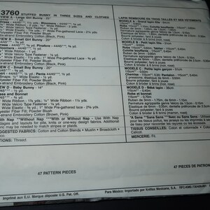 Uncut Mccalls 3760 Stuffed Bunny in 3 Sizes and Clothes Pattern - Etsy