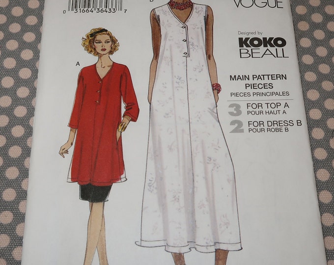Uncut 6-8-10 Koko Beall Very Easy Vogue 7724 Dress, Top and Skirt ...