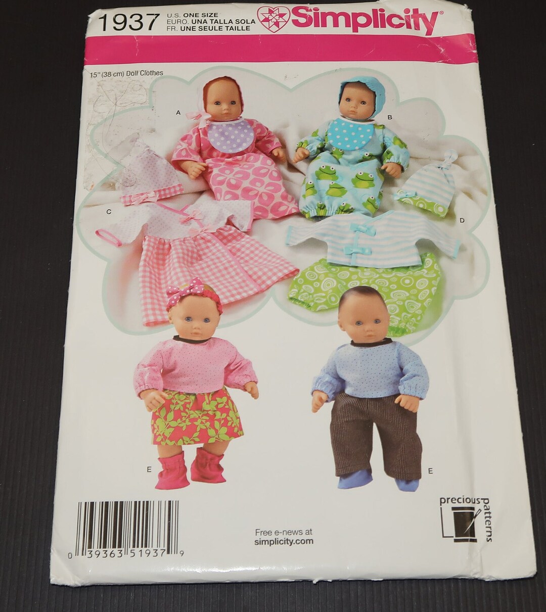 Uncut Simplicity 1937 Baby Doll Clothing Pattern for 15 Inch Dolls - Etsy