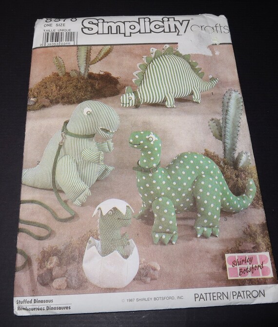 Uncut Simplicity 8378 Stuffed Dinosaurs Pattern - Etsy