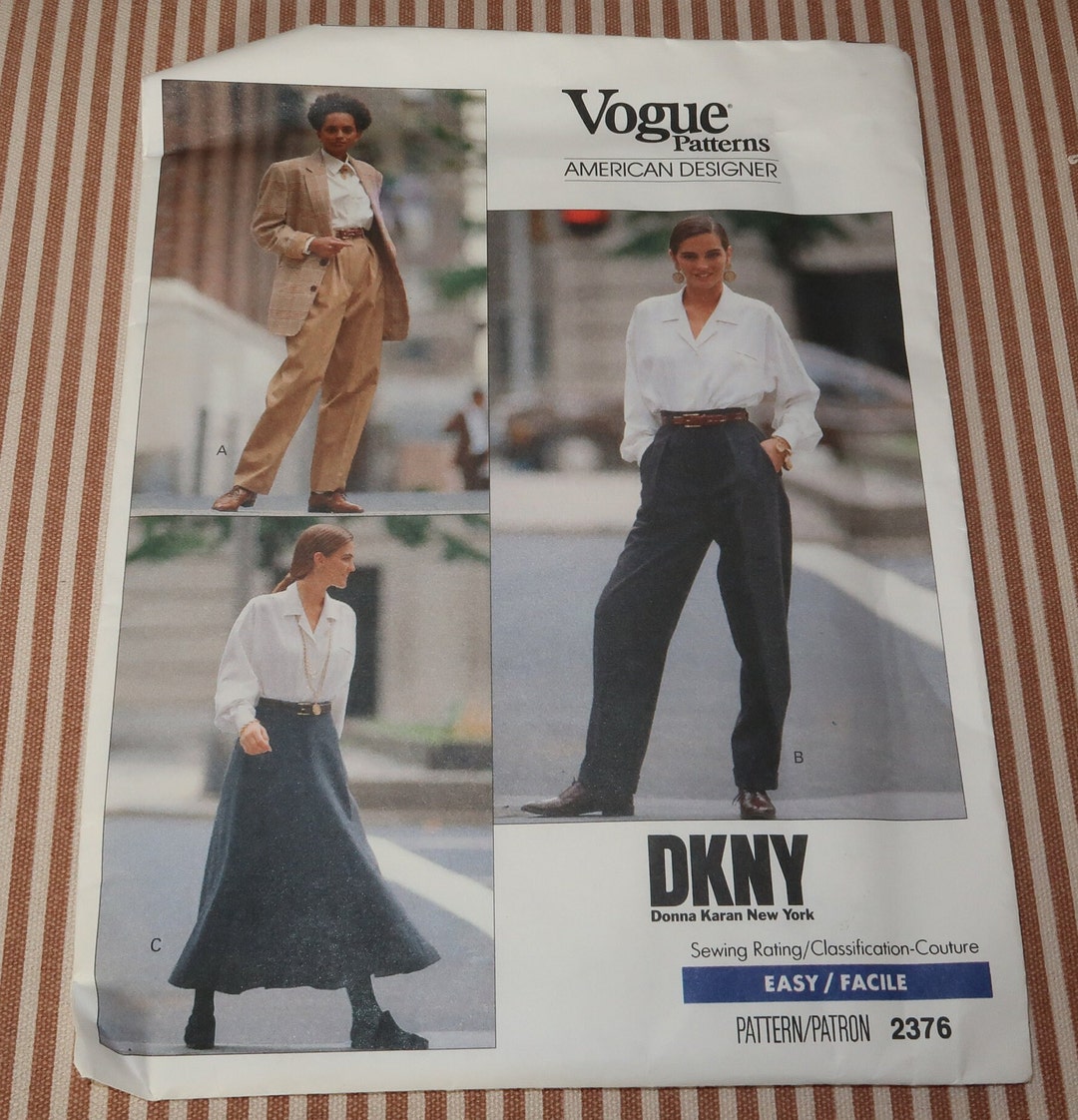 Uncut 12-14-16 Vogue American Designer DKNY Vogue 2376 Misses Pants and ...
