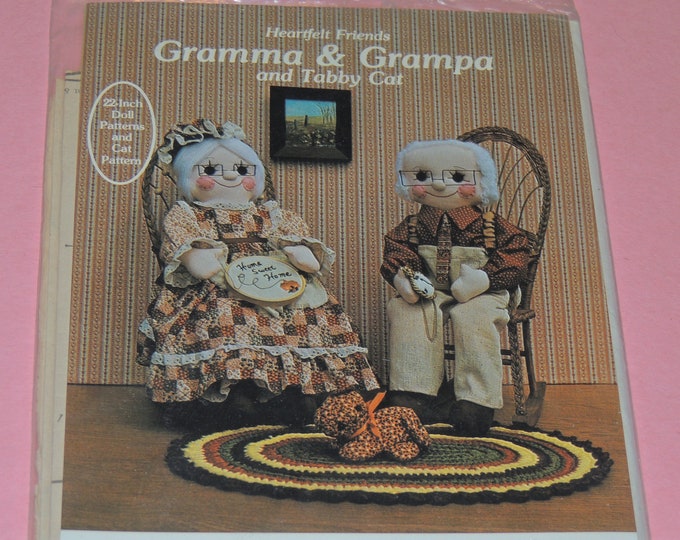Uncut Gramma & Grampa and Tabby Cat by the Gingham Goose - Etsy