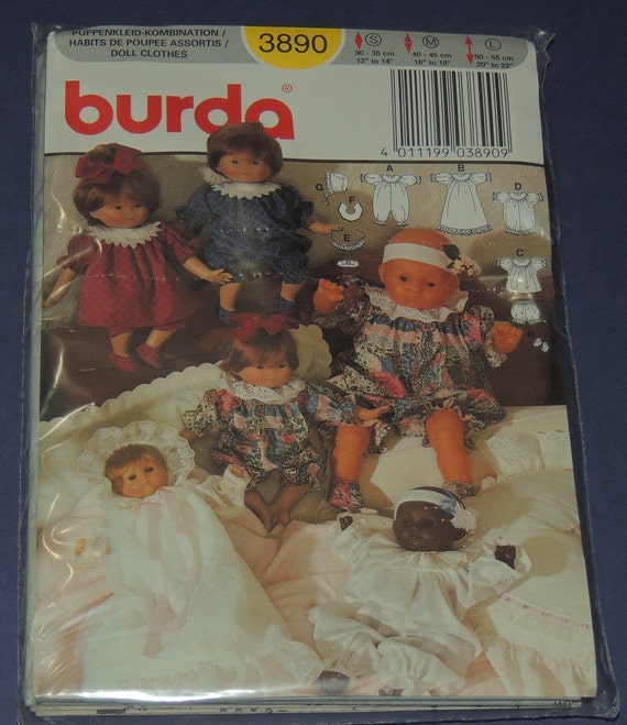 Uncut Burda 3890 Doll Clothing Pattern for 12-14 16-18 20-22 | Etsy