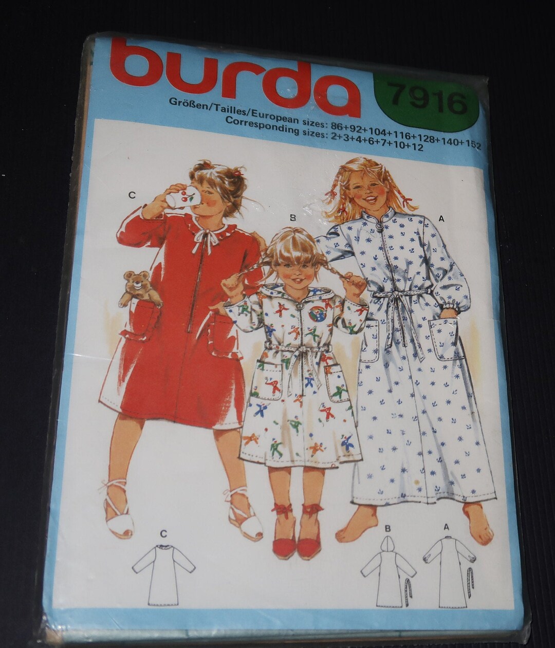 Uncut 2-12 BURDA 7916 Girls Robe Pattern - Etsy