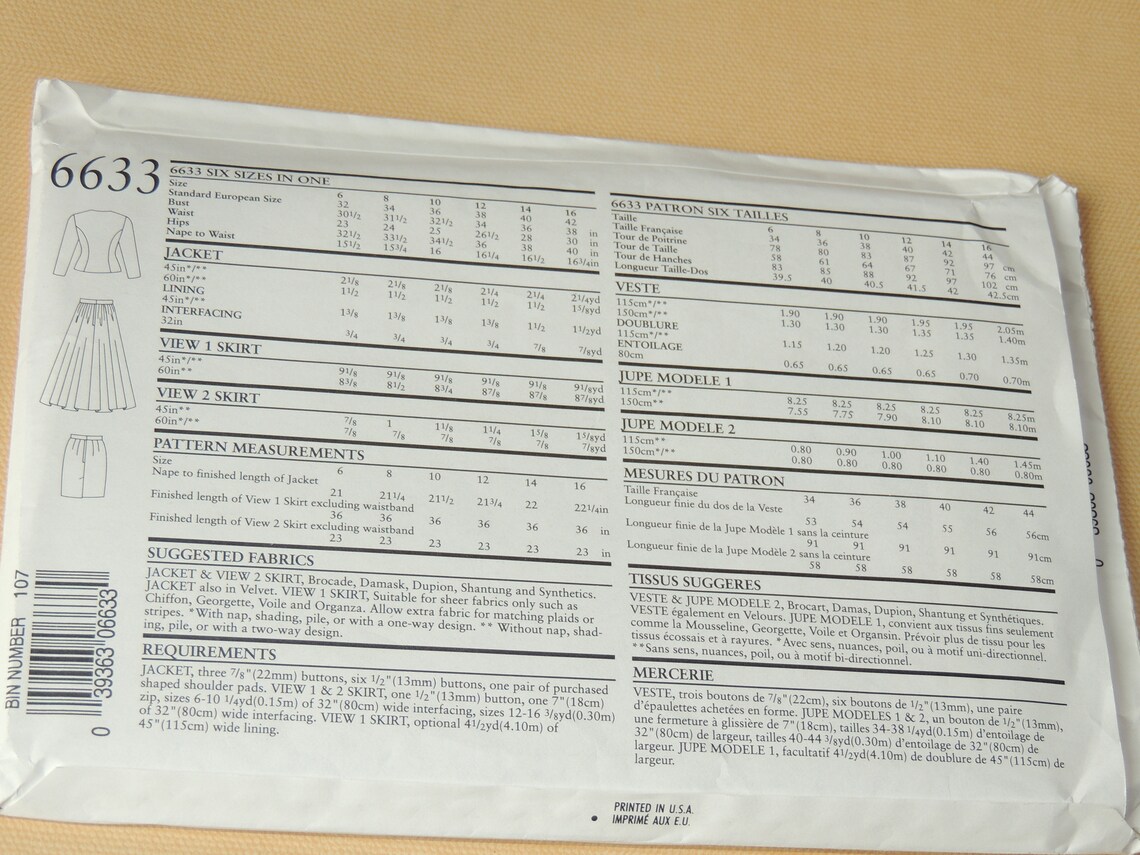 Uncut 6-16 New Look 6633 Jacket and Skirt Pattern - Etsy