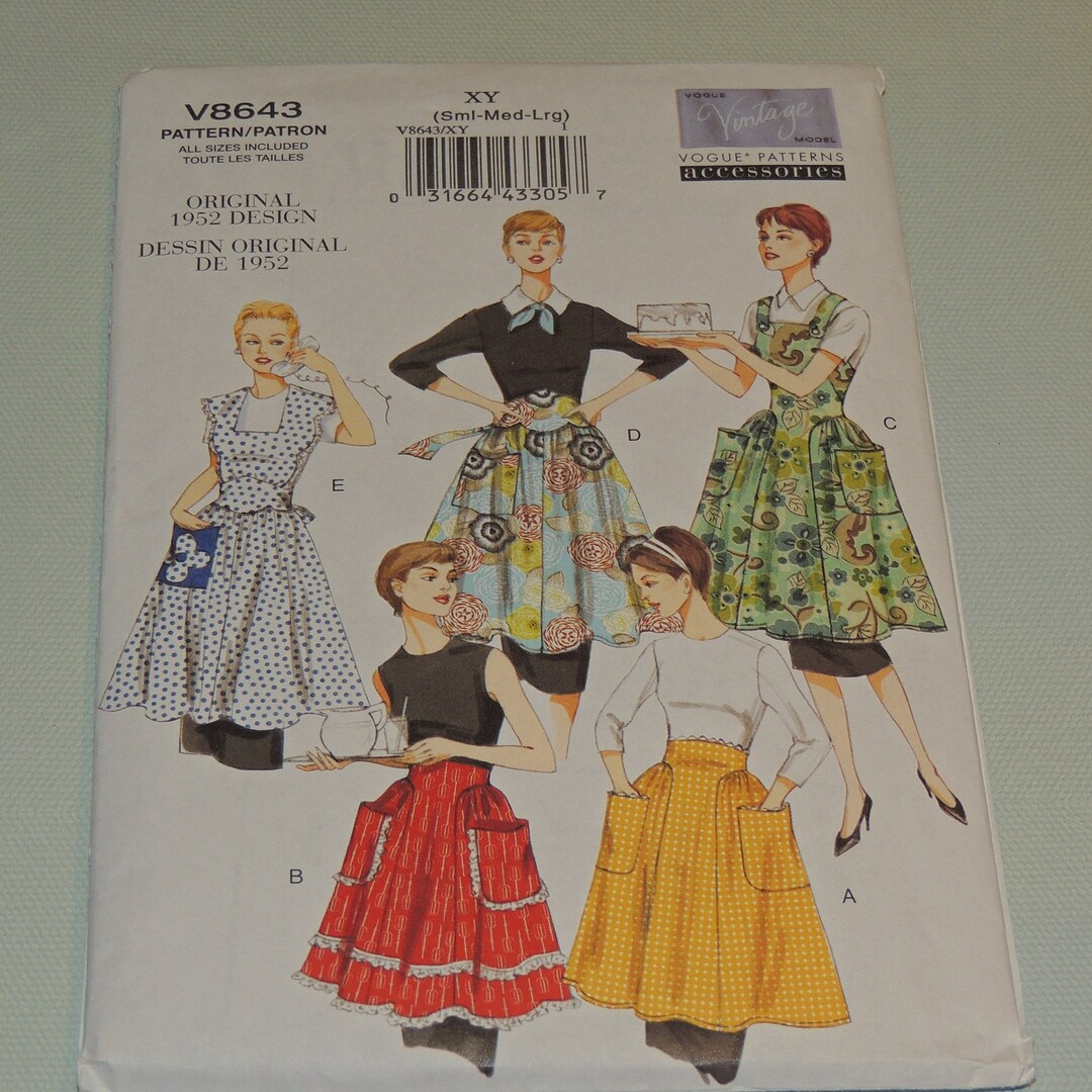 Uncut S-M-L Vogue 8643 Original 1952 Design Apron Pattern - Etsy
