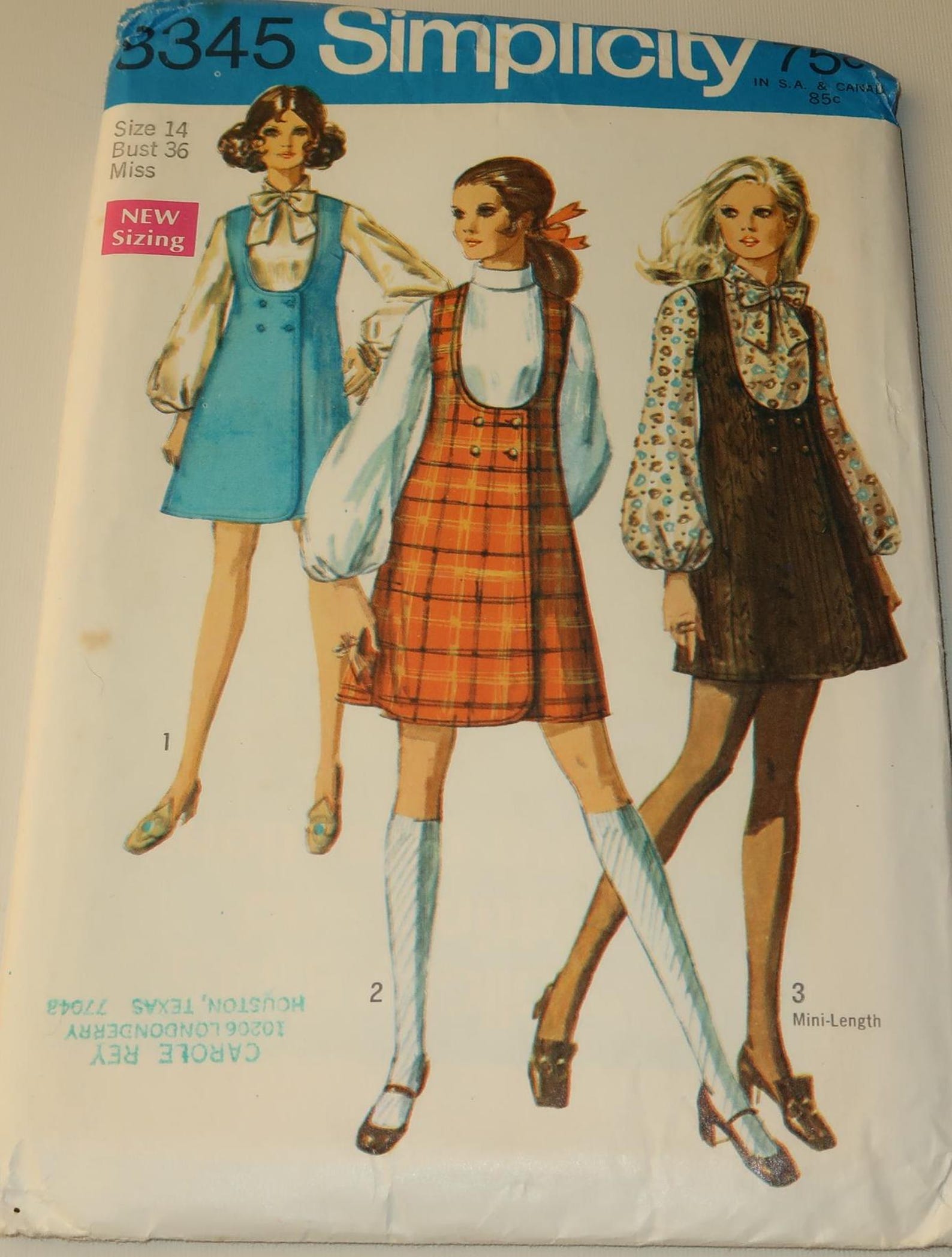 Uncut 14 Bust 36 Simplicity 8345 Misses Jumper in 2 Lengths and Blouse ...