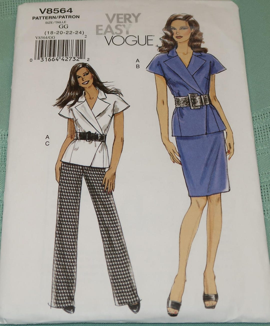 Uncut 18-20-22-24 Very Easy Vogue 8564 Misses Jacket, Skirt and Pants ...