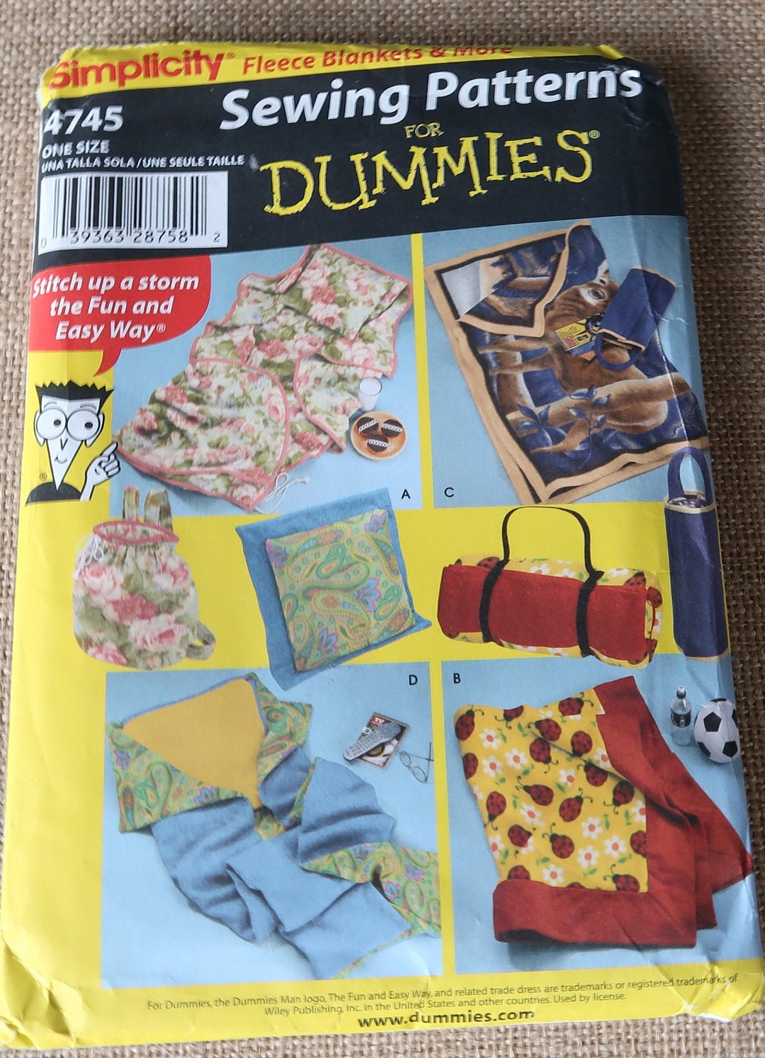 Uncut Sewing Pattern for Dummies Fleece Blankets and More - Etsy