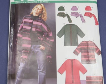 Uncut New Look Sewing Pattern 6296 for Misses Hat, Scarf, Rustic Jacket ...