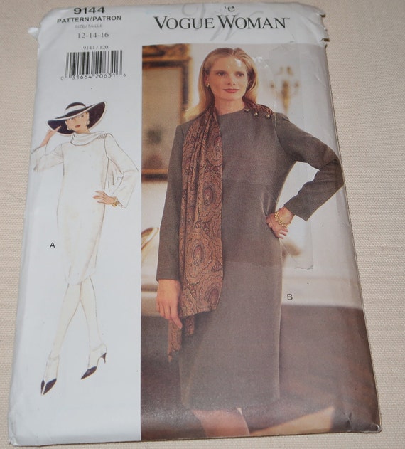 Uncut 12-14-16 Vogue Woman Vogue 9144 Misses/Petite Dress Pattern ...