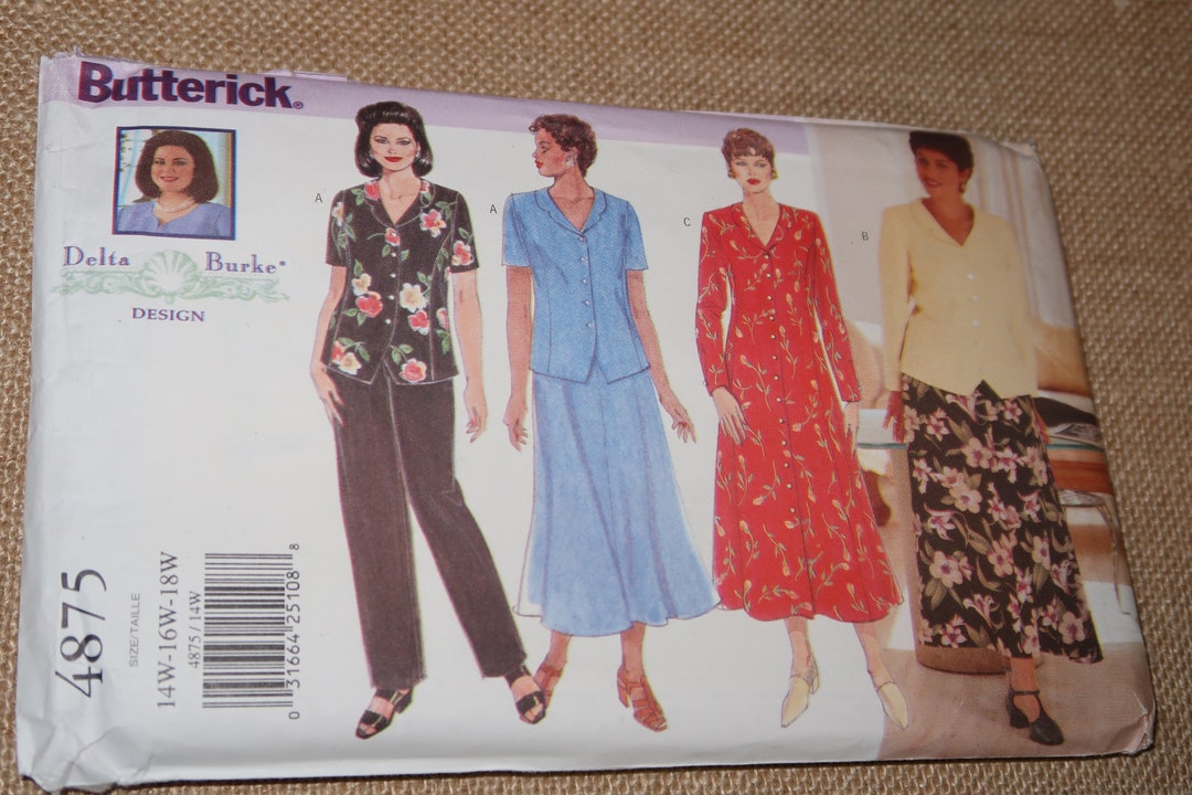 Uncut 14W-18W Delta Burke Design Butterick 4875 Women/petite Dress, Top ...