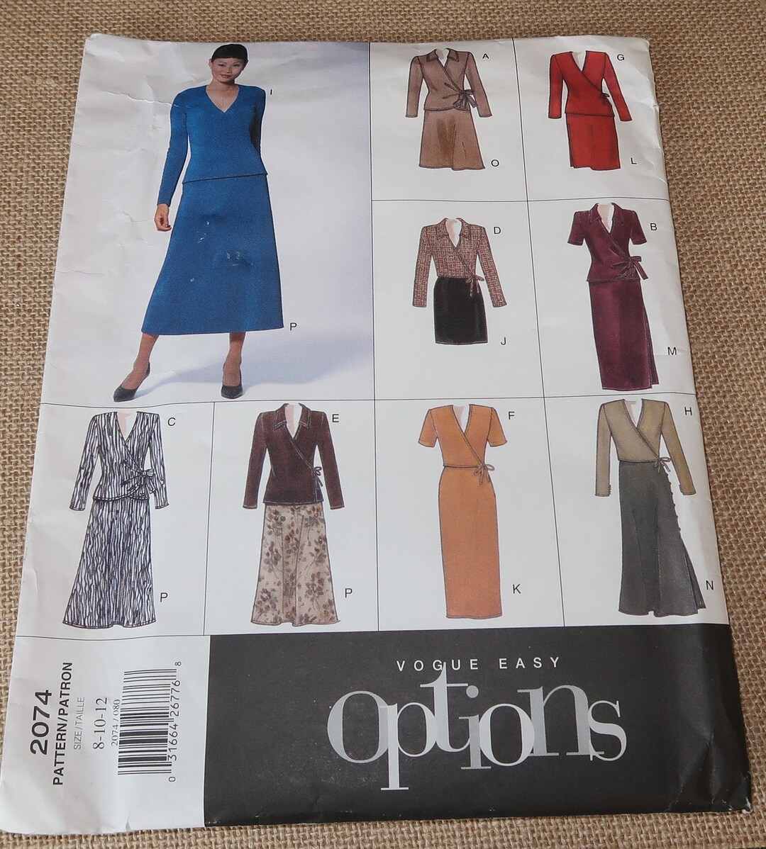 Uncut Bust 8-10-12 Vogue Easy Options 2074 Misses Top and Skirt Pattern ...