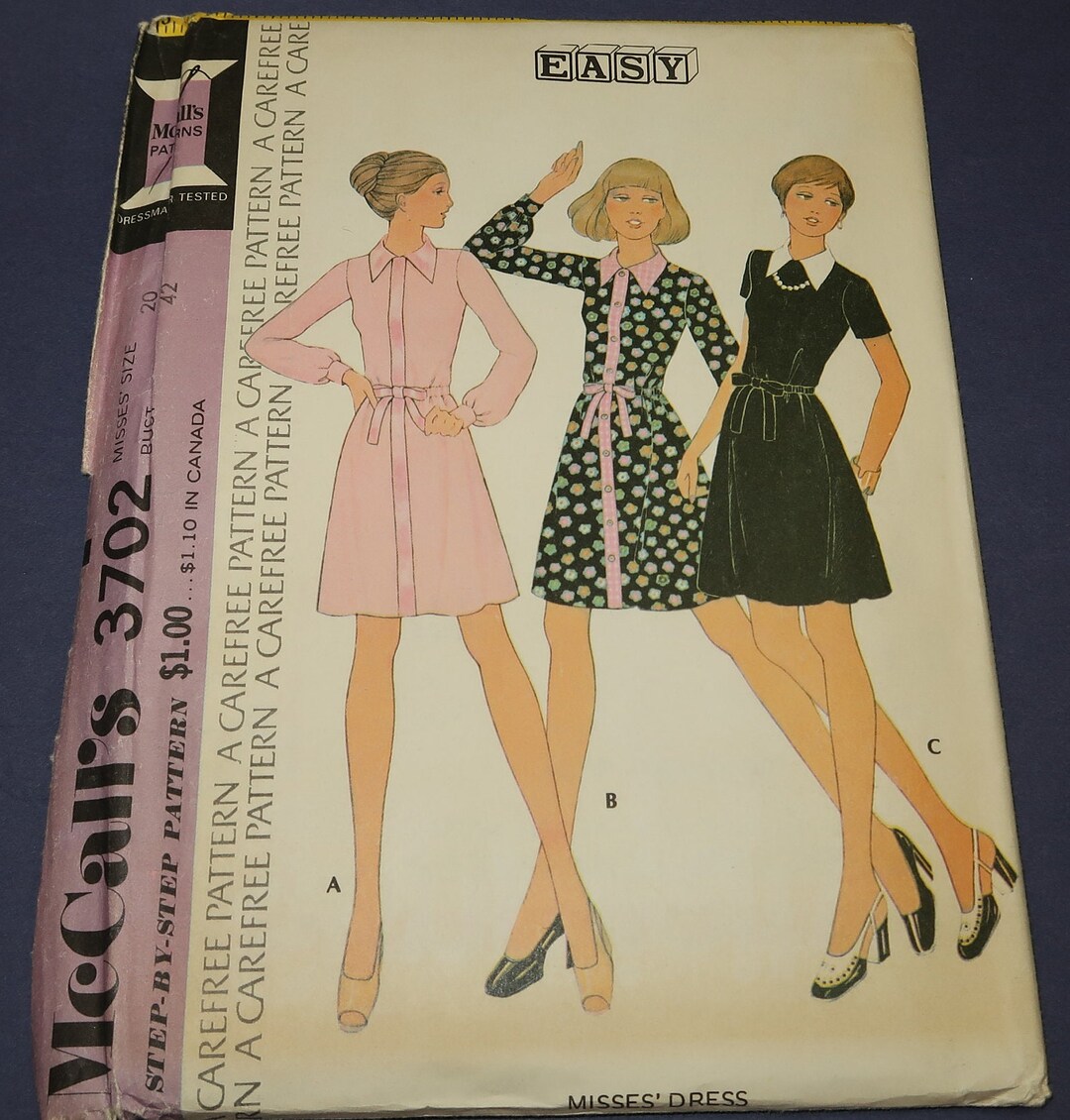 Uncut Size 20, Bust 42 Mccalls 3702 Misses Dress Pattern, 1973 - Etsy