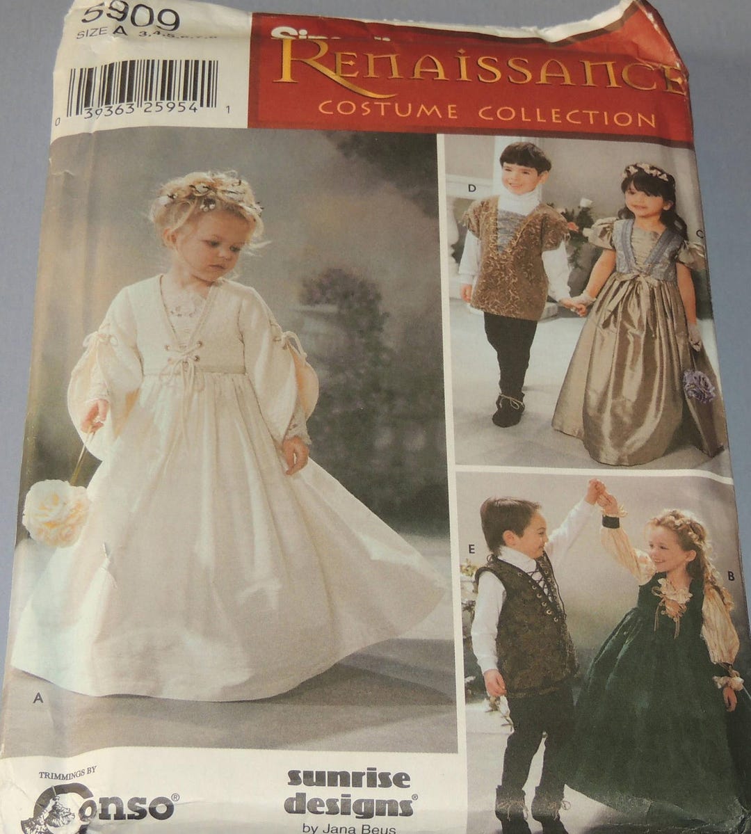 Uncut 3-8 Renaissance Costume Pattern Simplicity 5909 - Etsy
