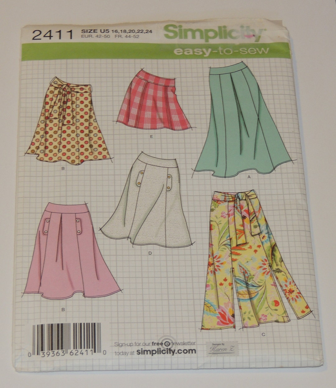 Uncut 16-24 Easy to Sew Skirt Pattern, Simplicity 2411 - Etsy