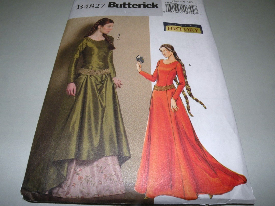 Uncut 6-12 Butterick 4827 MEDIEVAL Dress and Belt Pattern - Etsy
