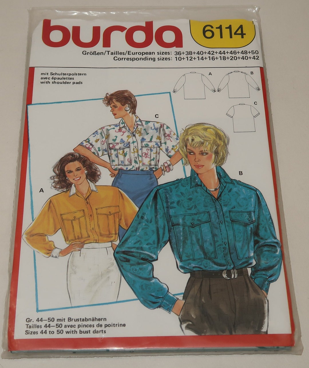 Uncut 10-42 Burda 6114 Blouse Pattern - Etsy