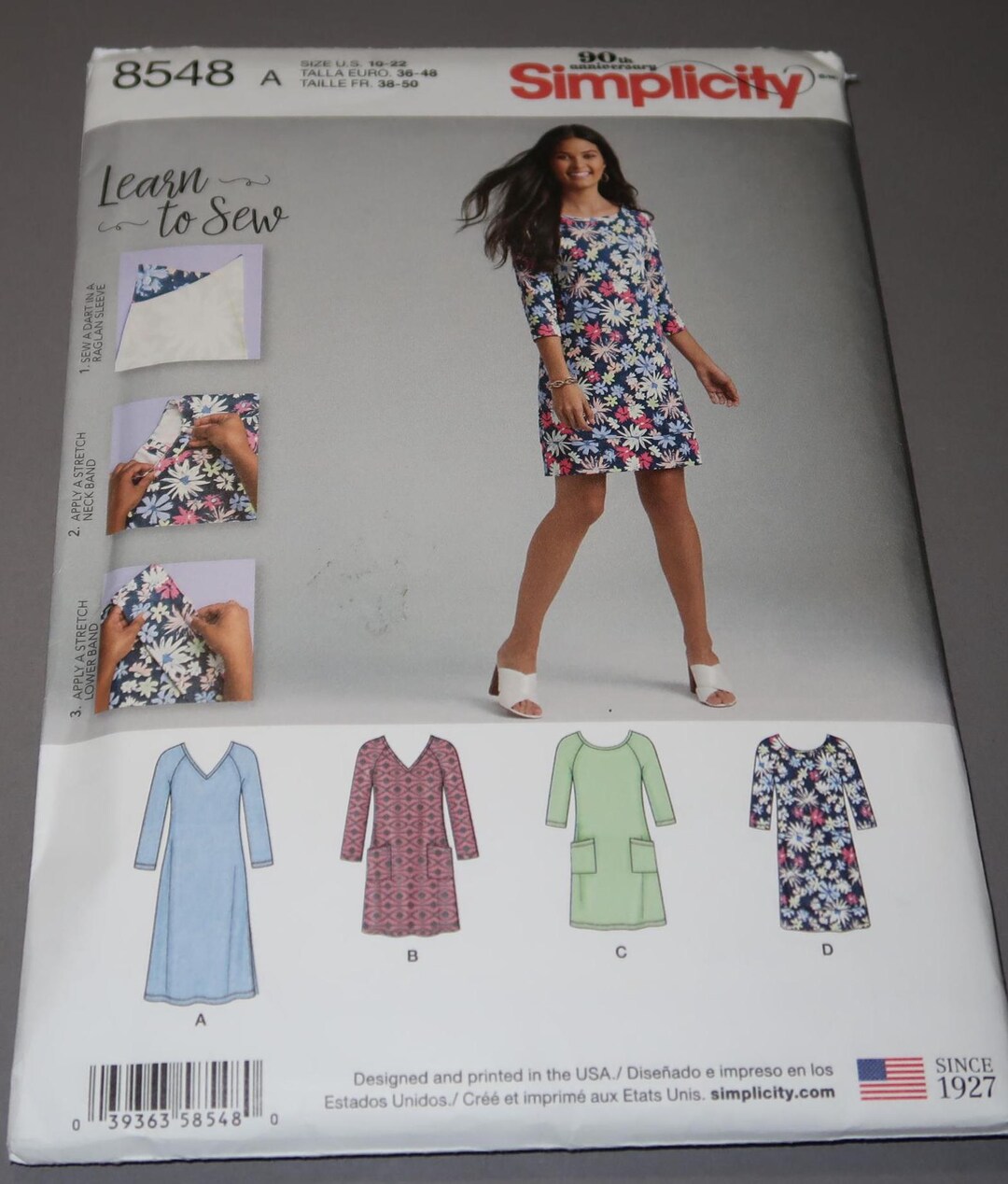 Uncut 10-22 Learn to Sew Simplicity 8548 Misses Knit Dress With ...