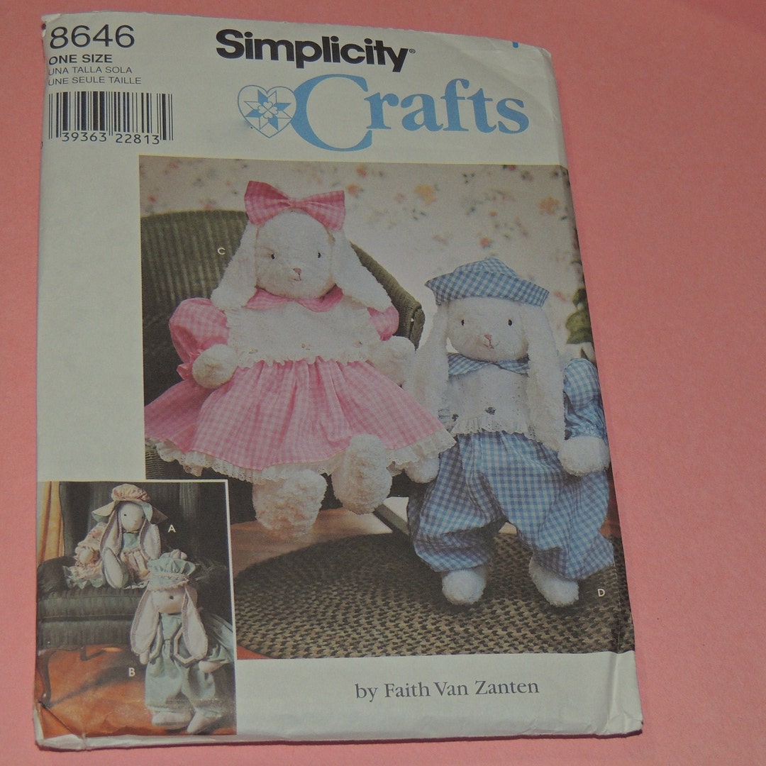 Uncut Simplicity 8646, 27 Inch Bunnies and Clothing Pattern by Faith ...