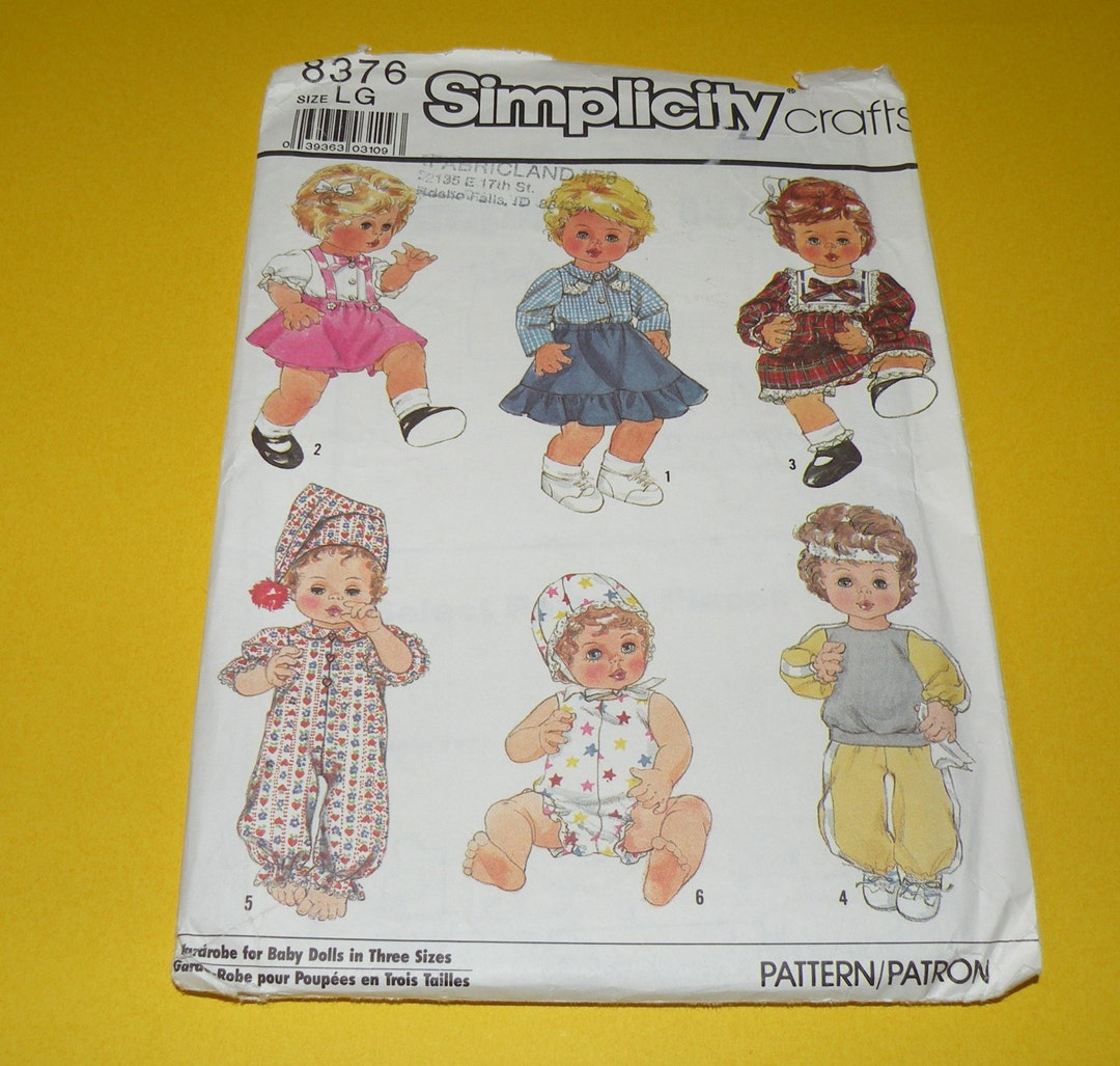 Simplicity 8376 Large Doll Wardrobe 17-18 Uncut - Etsy