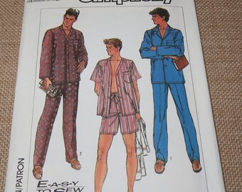 Uncut VTG 1986 Simplicity Men's Short& Long Pajamas Sewing Pattern 7677 ...