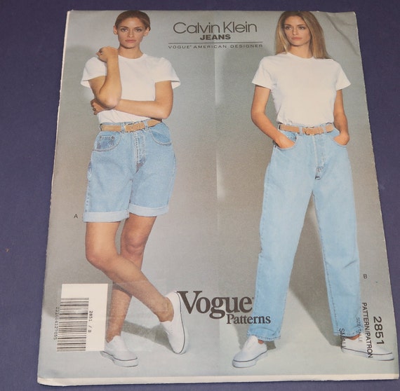Uncut Small Calvin Klein Jeans Vogue American Designer 2851 Misses Shorts and Jeans Pattern Dated 1992 Etsy