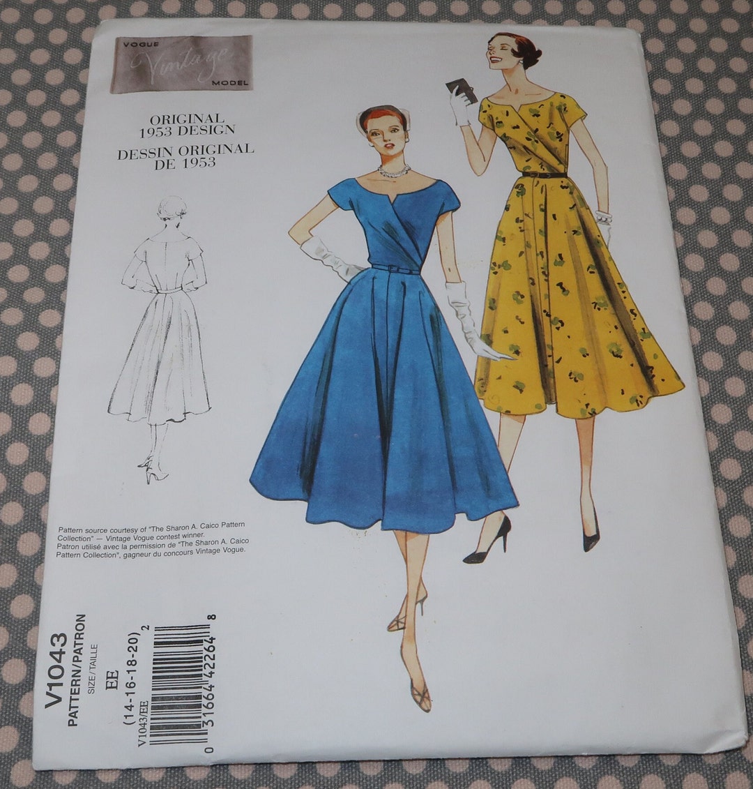 Uncut 14-20 Vogue 1043 Original 1953 Design Dress and Belt Pattern - Etsy