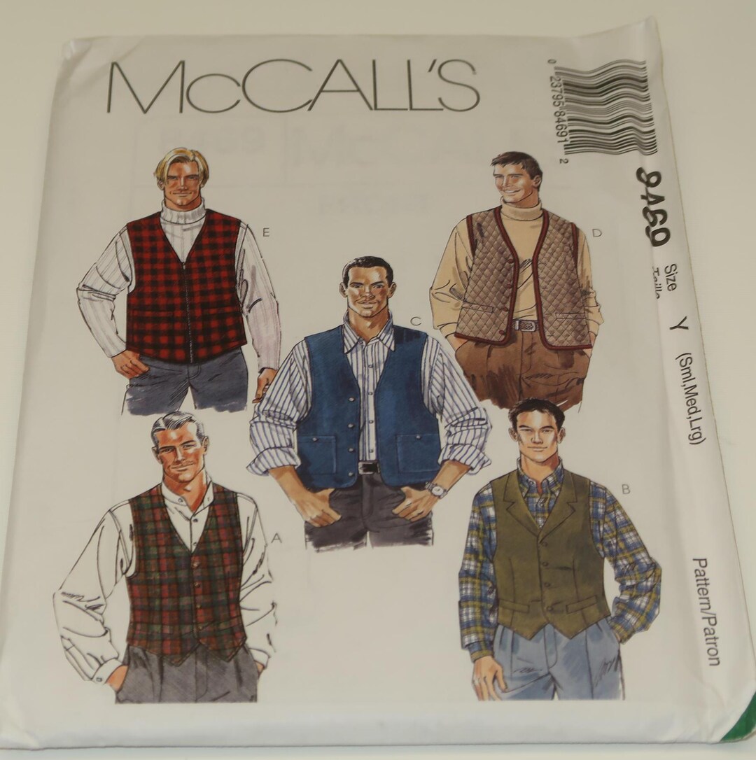 Uncut S-M-L Mccalls 8469 Men's Lined Vests Pattern - Etsy