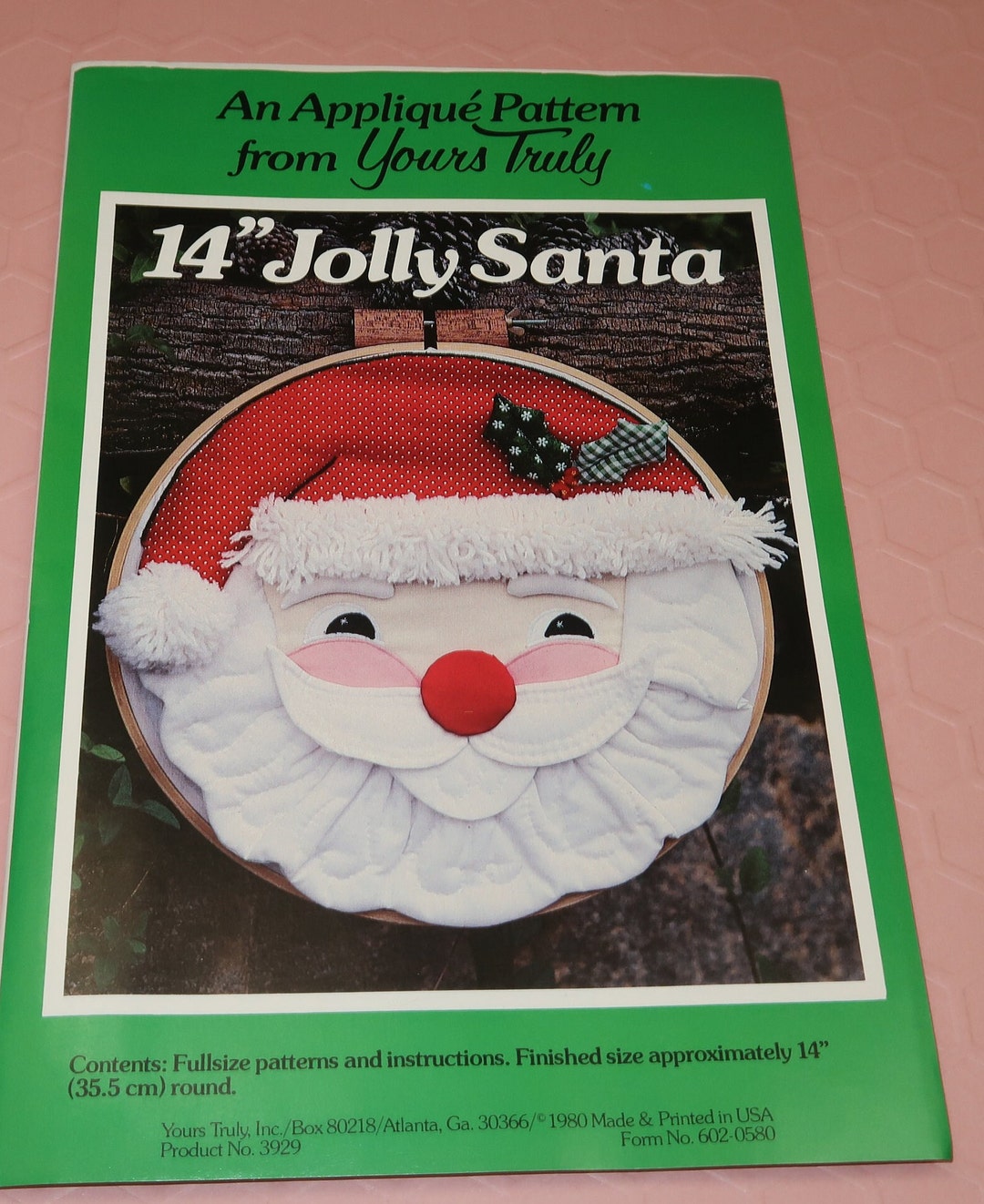 Uncut 14 Inch Jolly Santa Applique Pattern by Truly Yours - Etsy