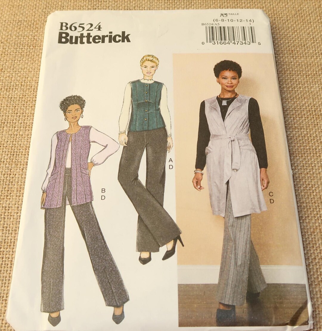Uncut 6-14 Butterick 6524 Easy Vest, Belt and Pants Pattern - Etsy