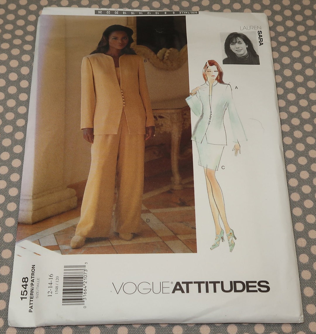 Uncut 12-14-16 Vogue Attitudes Lauren Sara 1548 Jacket, Top, Skirt and ...