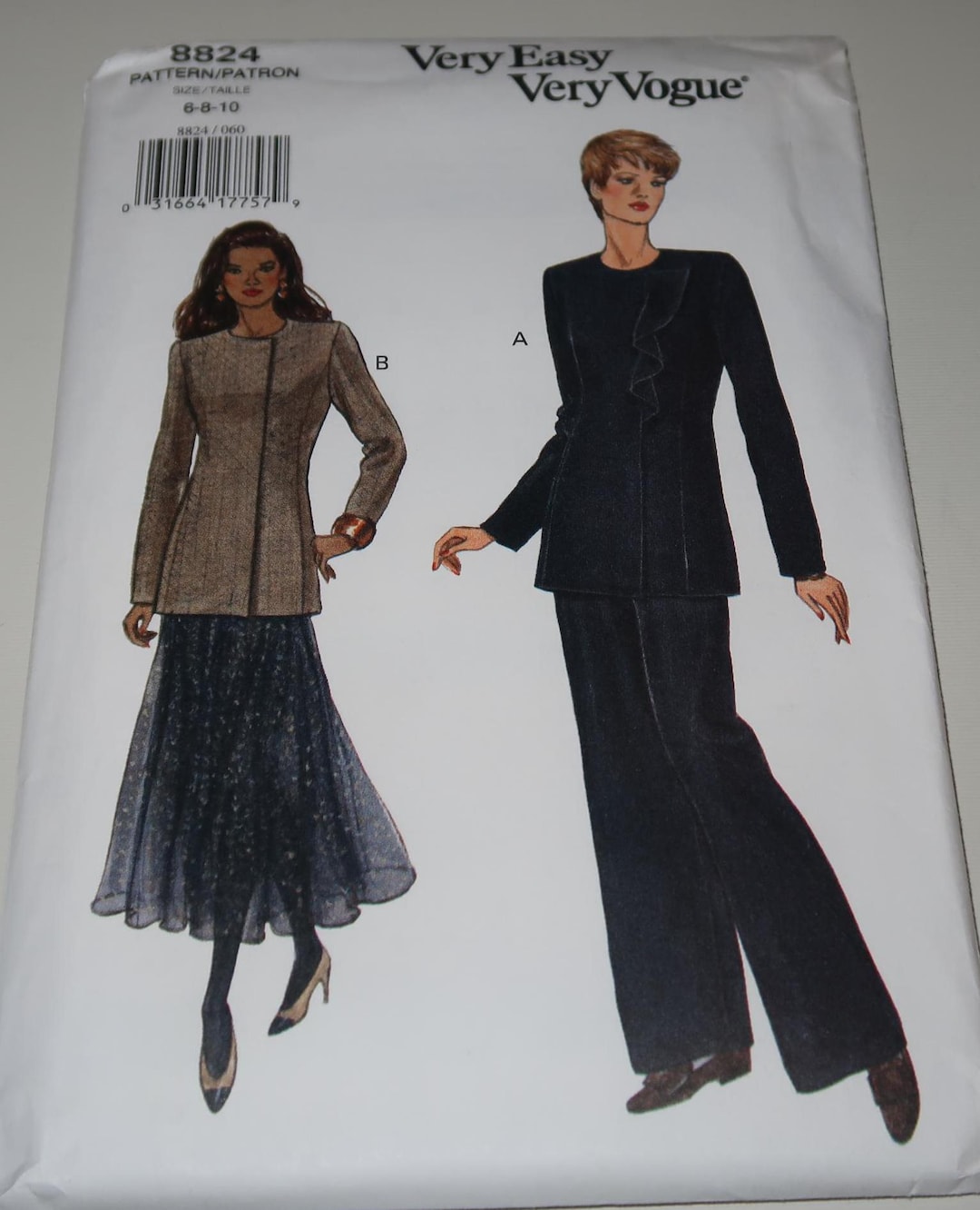 Uncut 6-8-10 Very Easy Very Vogue 8824 Misses Jacket, Skirt and Pants ...