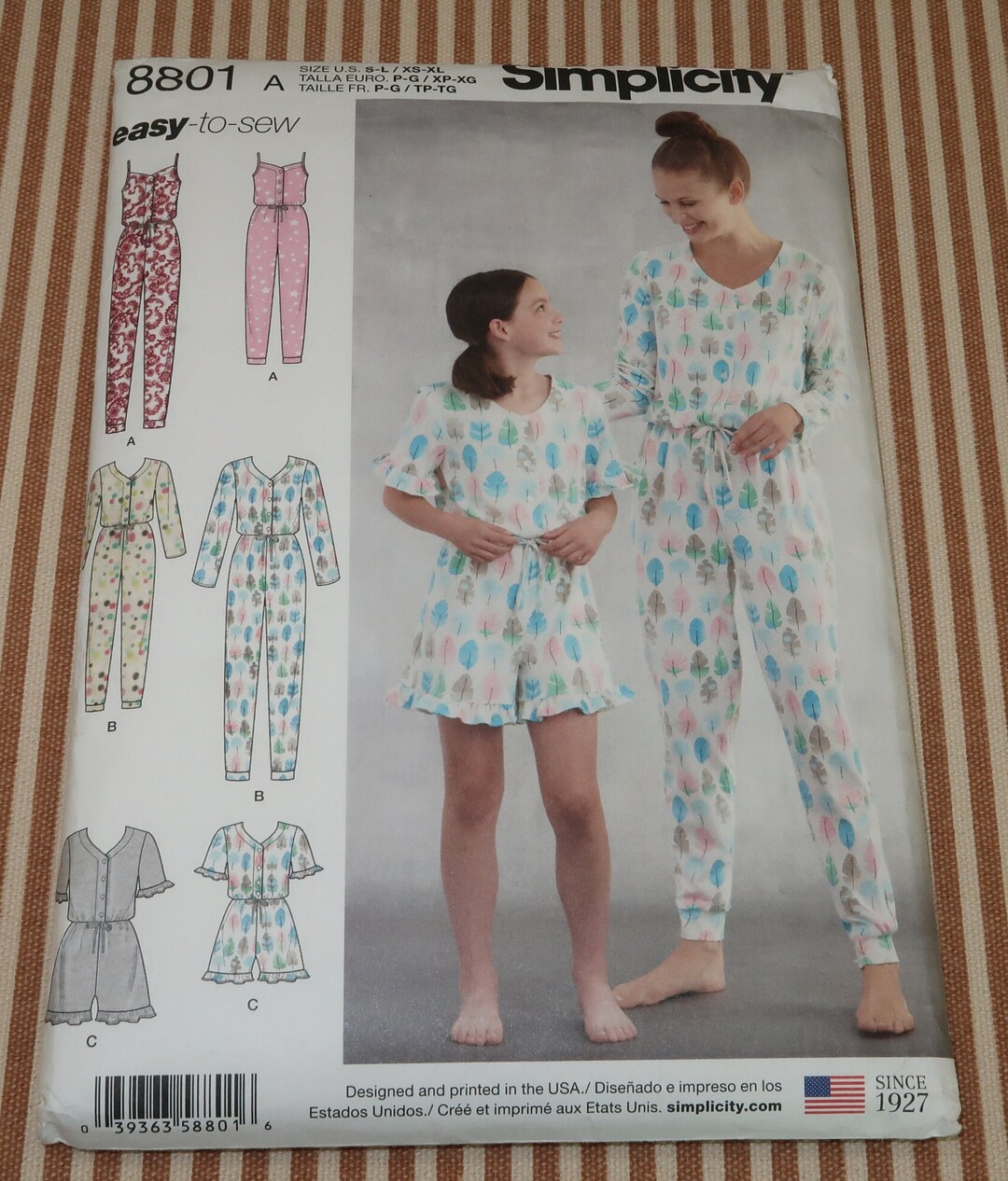 Uncut S-L/XS-XL Simplicity 8801 Girls and Misses Knit Jumpsuit or ...