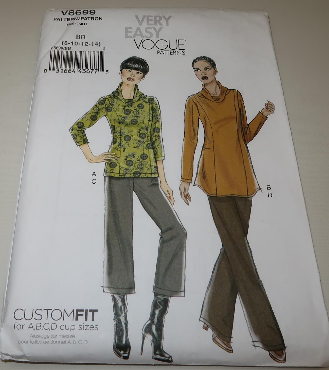 Uncut 8-14 Very Easy Vogue 8699 Misses Top, Tunic and Pants Pattern - Etsy