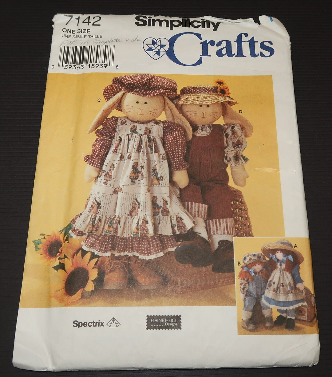 Uncut Simplicity Crafts 7142 Rag Doll or Bunny, 24 Inch, and Clothes ...