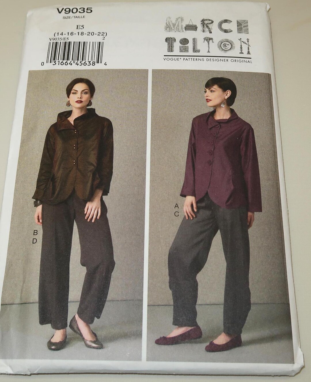 Uncut 14-22 Marcy Tilton Designer Original Vogue 9035 Misses Jacket and ...