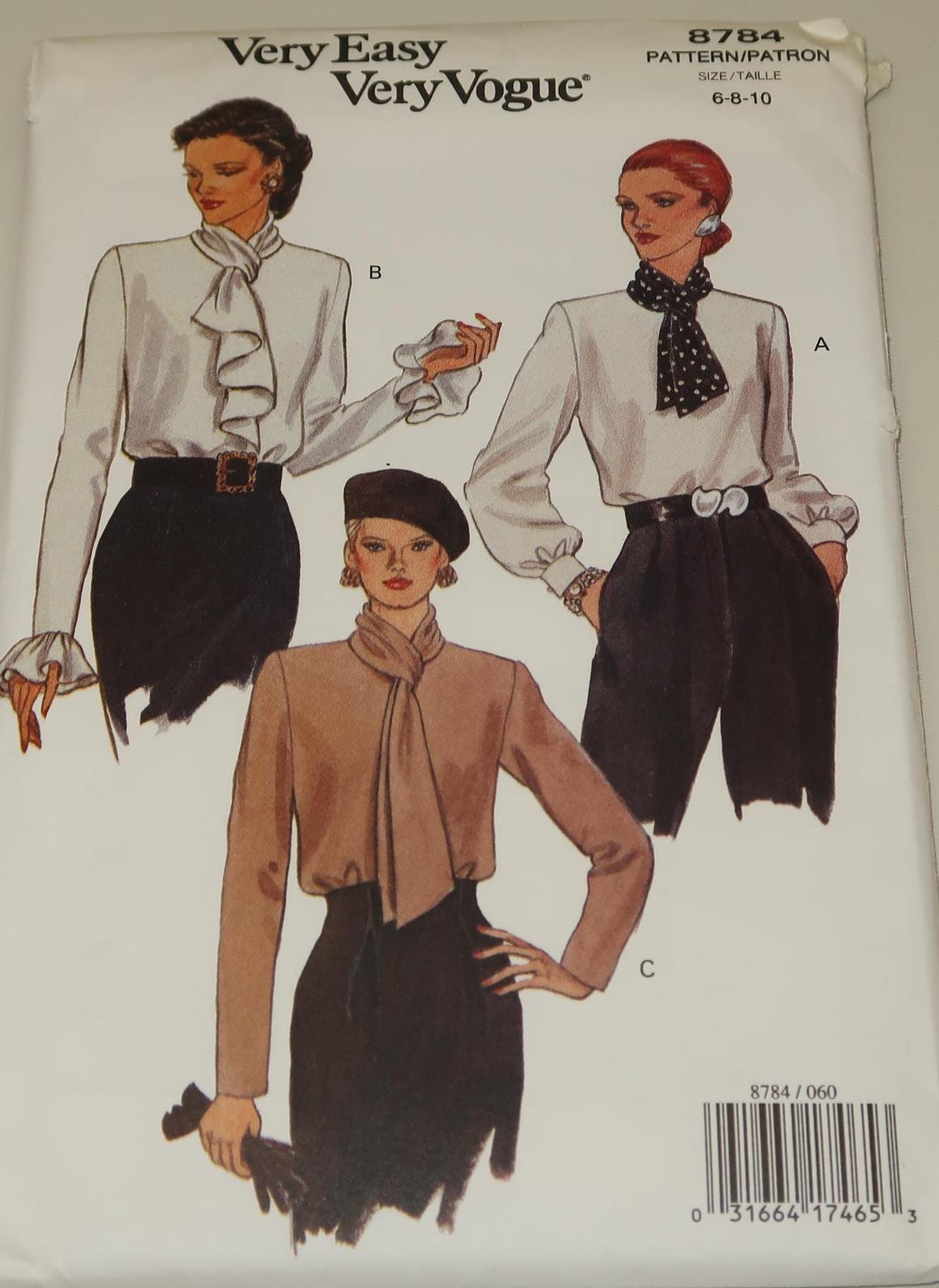 Uncut 6-8-10 Very Easy Very Vogue 8784 Misses Blouse Pattern - Etsy